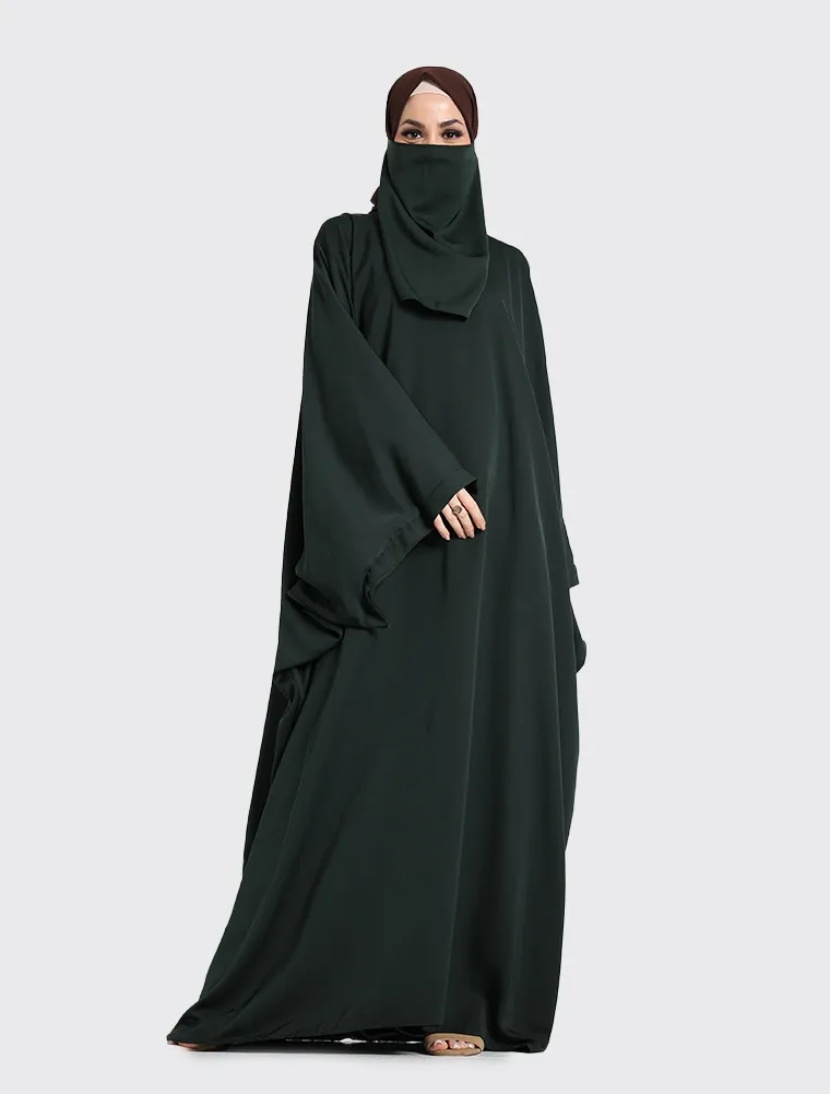 Bottle Green Basic Farasha Online in UK - Zadina Abayas @£24.99