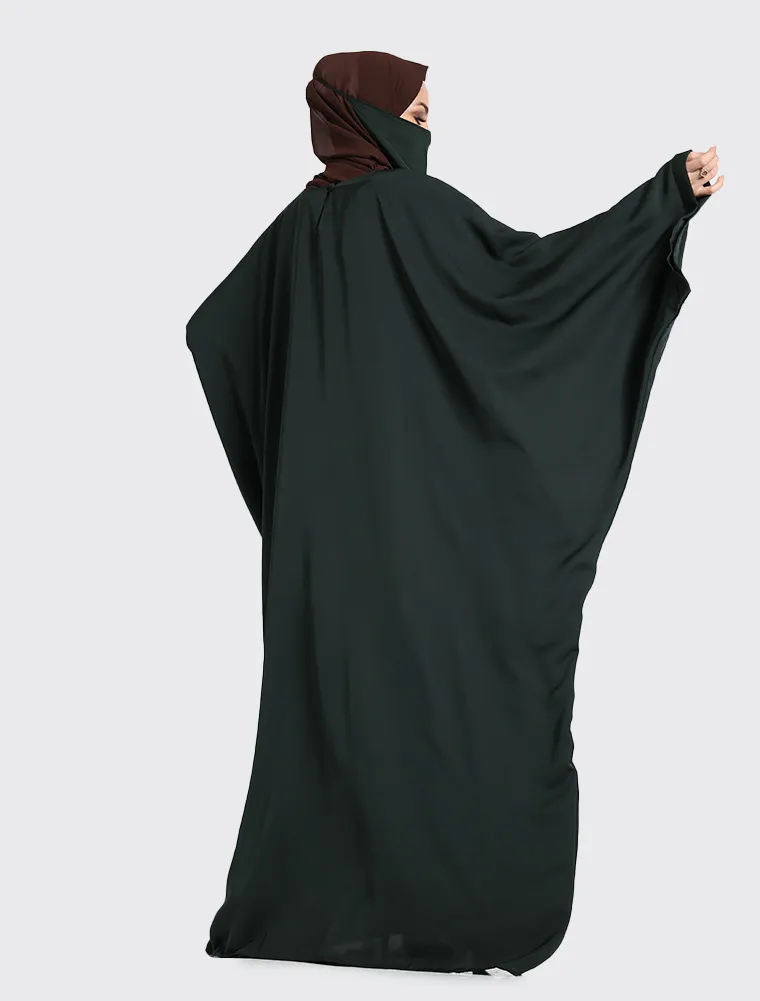 Bottle Green Basic Farasha Online in UK - Zadina Abayas @£24.99