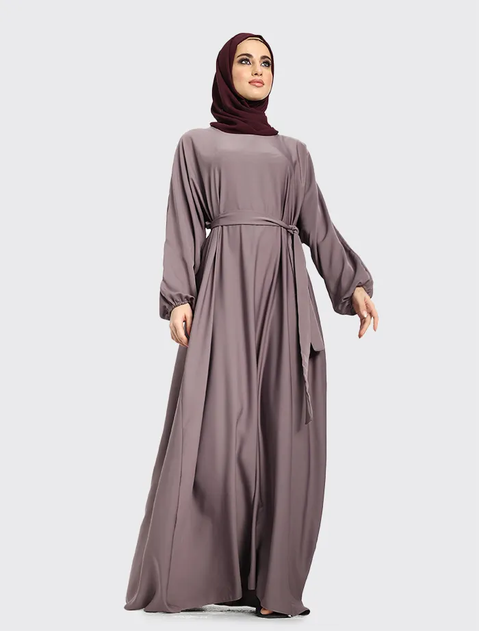 Mauve Essential Closed Abaya With Pockets Online in USA