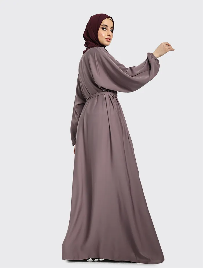 Mauve Essential Closed Abaya With Pockets Online in UK
