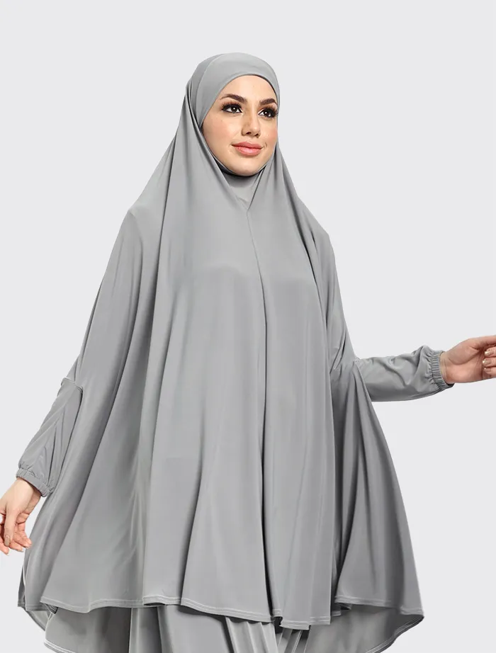 Silver Plain Jersey Niqab Burka