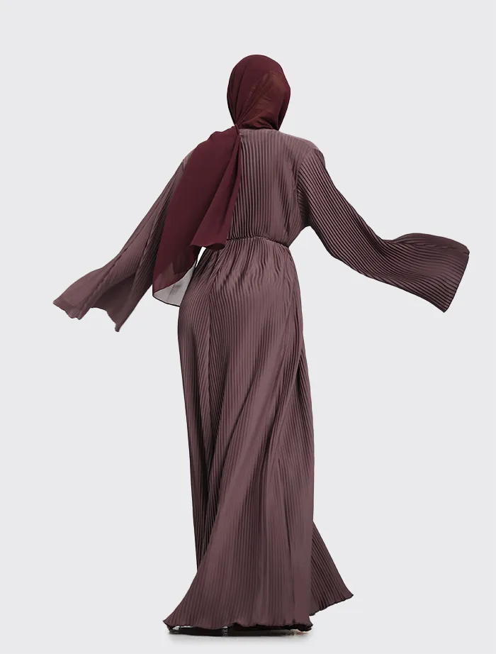 Mauve Pleated Abaya Online in UK - Zadina Abayas