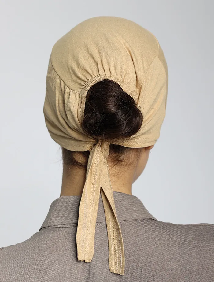 Beige Tie Hijab Cap