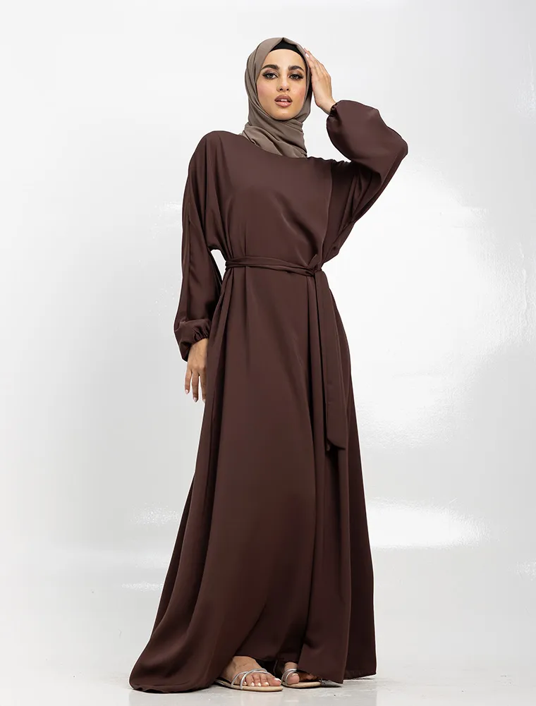 Brown Essential Closed Abaya With Pockets Online in Australia @AUD90.00