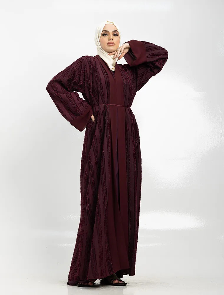 Maroon Ruffle Kimono