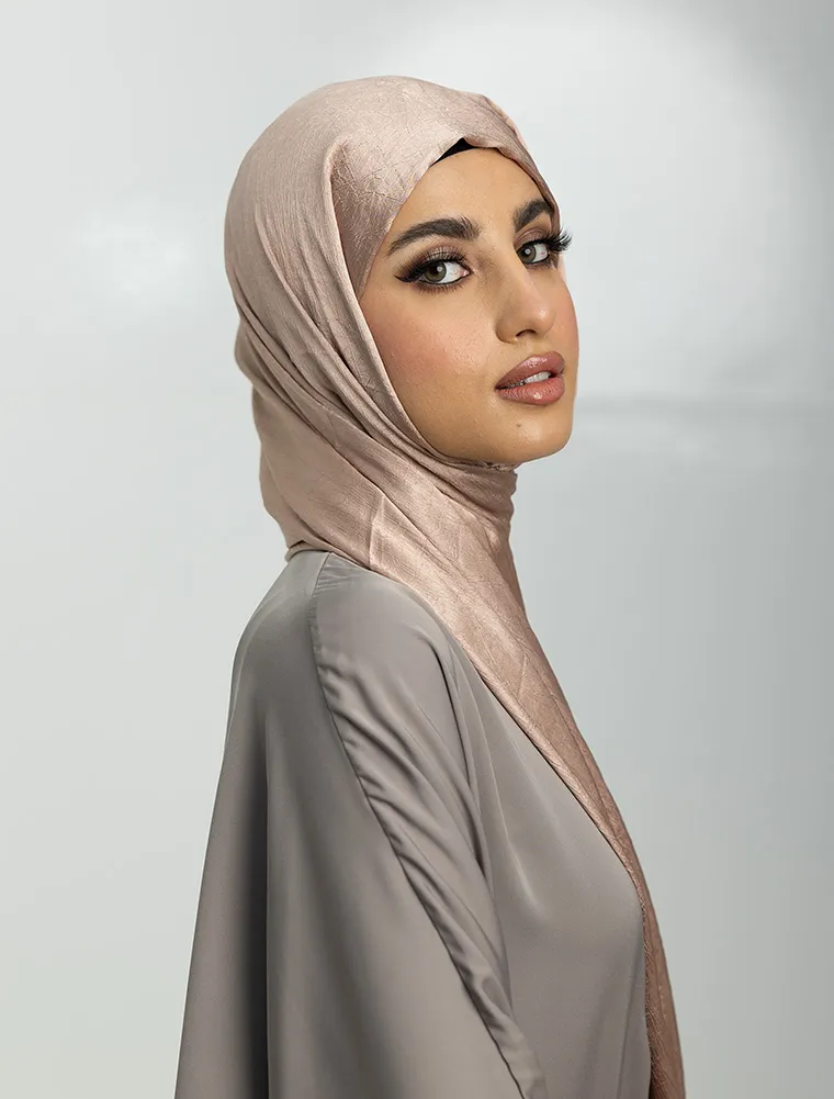 Home / Beige Crush Satin Hijab