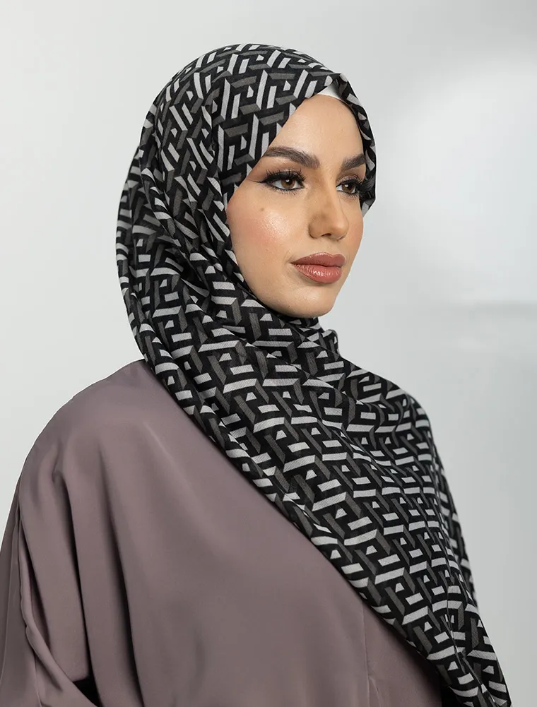Black Geo Print Hijab