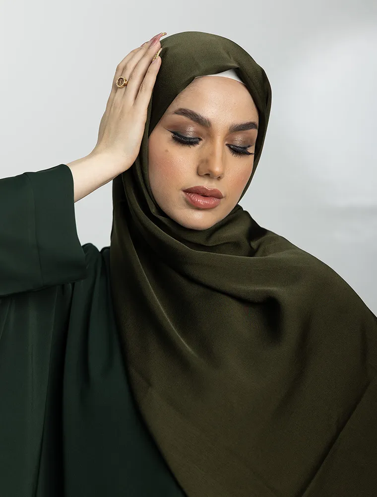 Olive Grain Satin Hijab