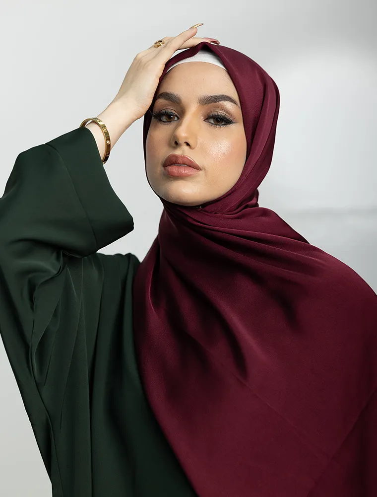 Maroon Grain Satin Hijab