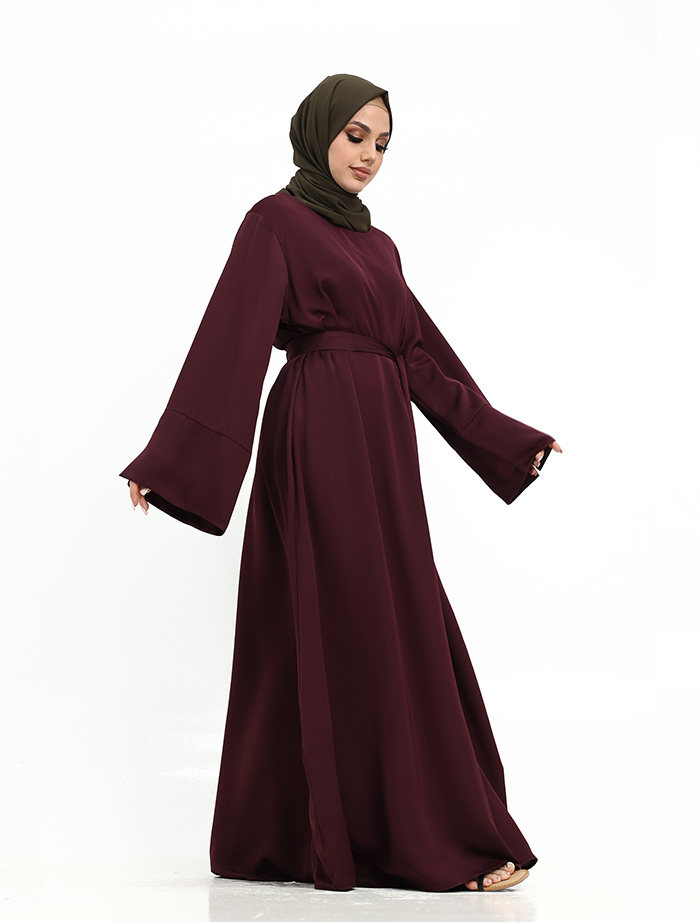 Plum Split Cuff Plain Abaya