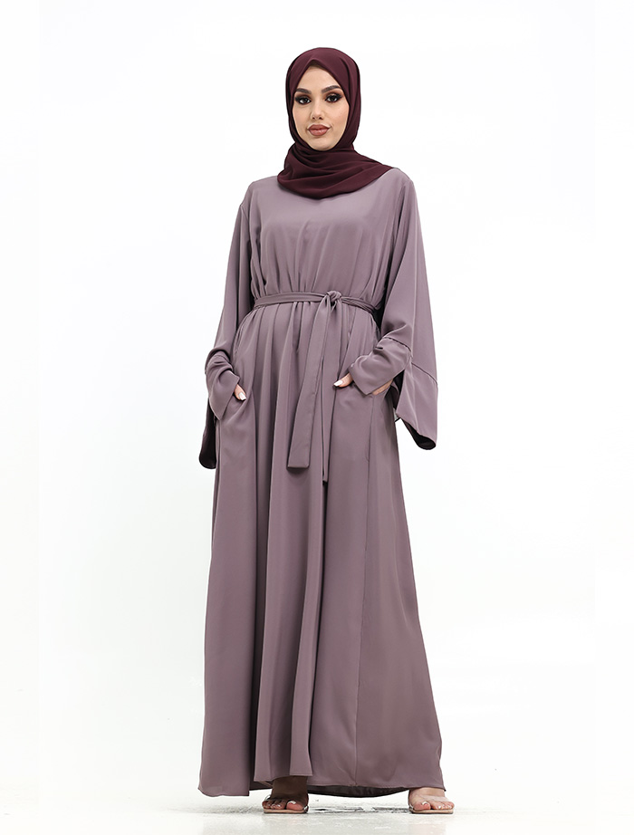 Mauve Split Cuff Plain Abaya
