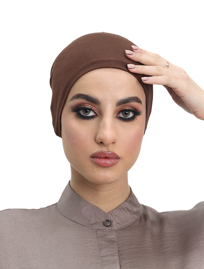 Brown Tie Hijab Cap