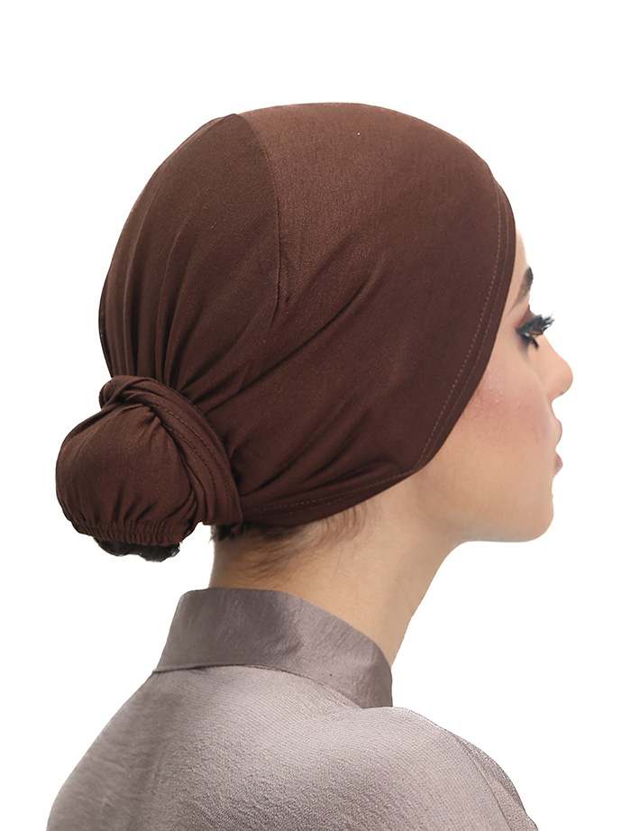 Brown Tie Hijab Cap