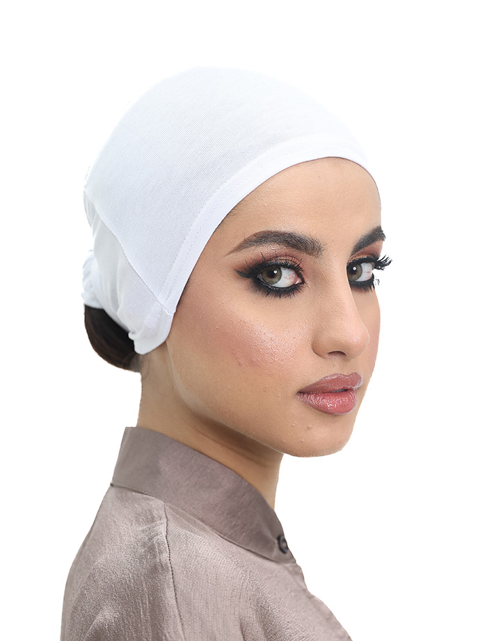 White Tie Hijab Cap